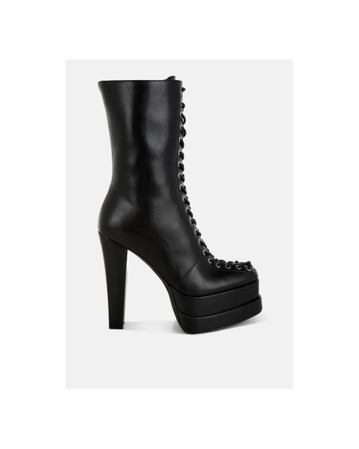 LONDON RAG Sayal Faux Leather Lace Up Boots in Black | Lyst