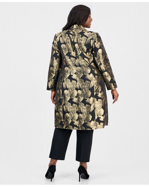 Kasper Plus Size Floral Jacquard Topper Jacket in Black | Lyst