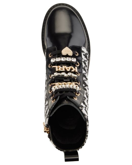 Karl Lagerfeld Mela Chain Combat Boots in Black | Lyst