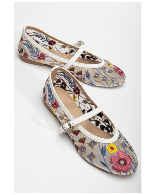 Prologue Shoes Fauna Mesh Mary Jane Flats in White | Lyst