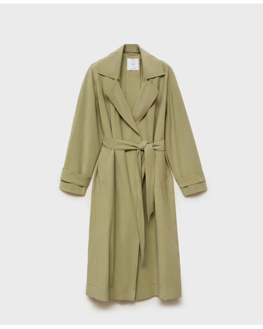 Mango Soft Belt Trench Coat in White | Lyst