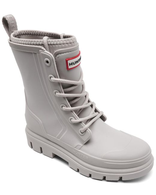 HUNTER Diana Waterproof Lace-up Boots From Finish Line in Gray | Lyst