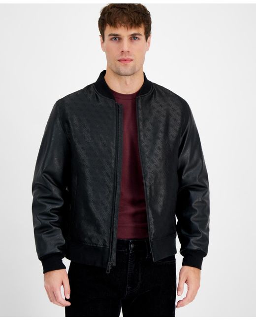 Guess Logo Varsity Jacket in Black for Men | Lyst