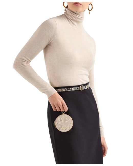 Brahmin Circular Leather Coin Purse in Natural | Lyst
