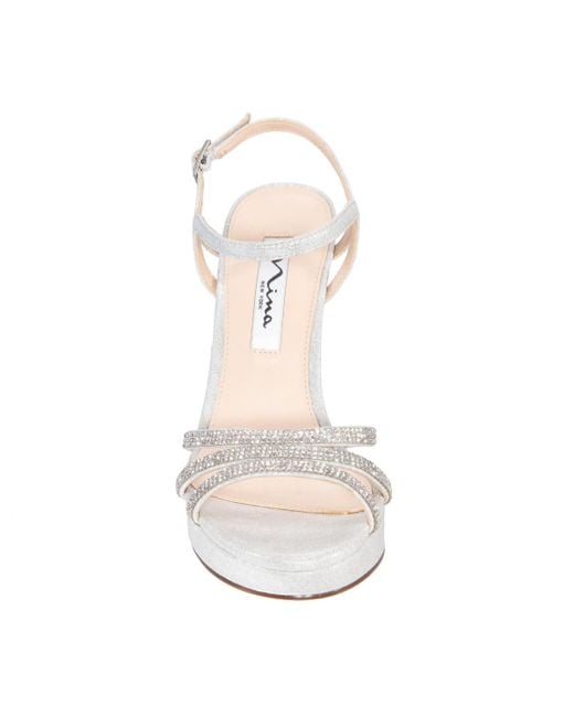 Nina Saralyn Platform Block Heel Evening Sandals in White | Lyst