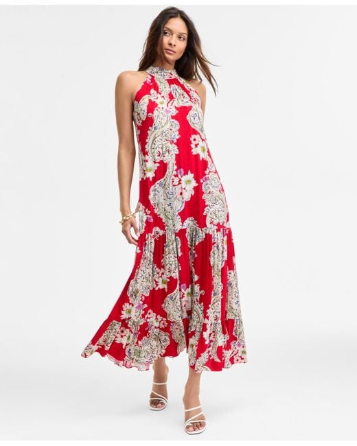 Msk Paisley Floral-print Tiered Maxi Dress | Lyst