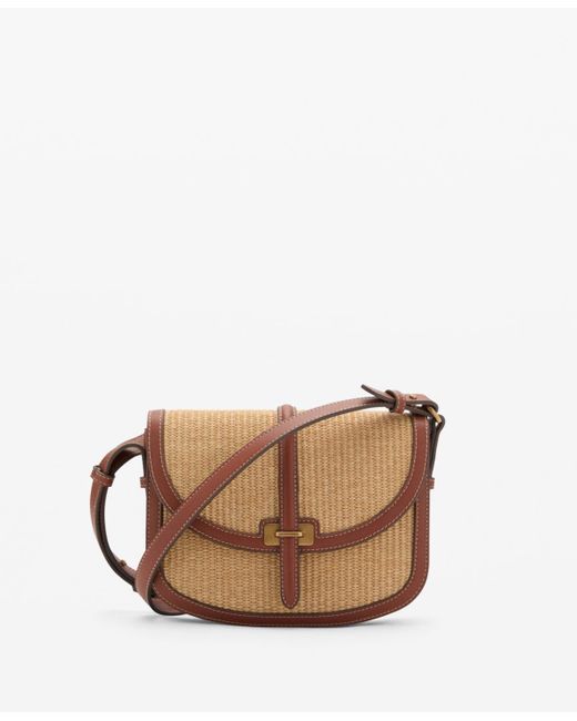 Mango Contrast Canvas Crossbody Bag in Brown | Lyst