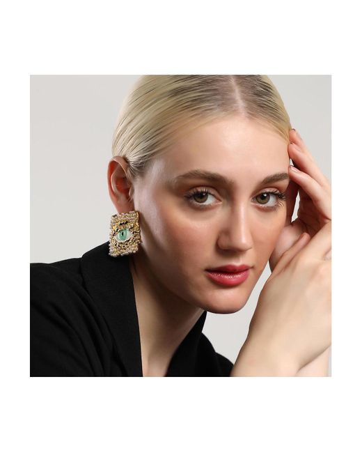 SOH The Dented Evil Eye Drop Earrings in Metallic | Lyst