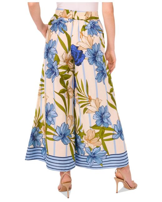 Cece Printed High-rise Wide-leg Pull-on Pants in Blue | Lyst