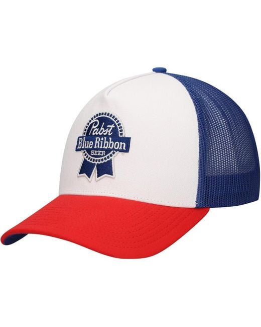Lids White/red Pabst Blue Ribbon A-frame Trucker Adjustable Hat for Men ...