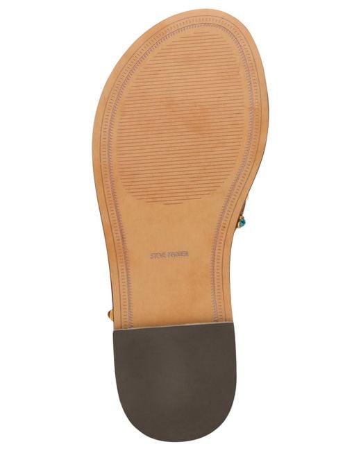 Steve Madden Mathis Embellished Strappy Flat Sandals in Brown | Lyst