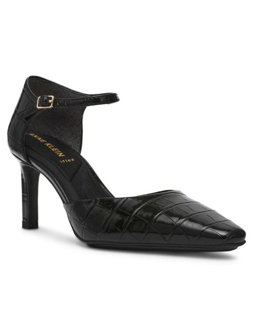 Anne Klein Rosalind Croco Print Ankle Strap Dress Pumps in Black | Lyst