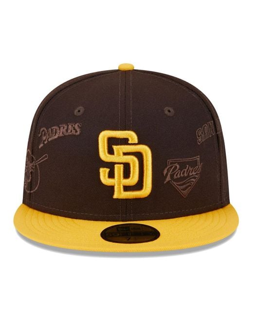 KTZ Brown/gold San Diego Padres Multi Logo 59fifty Fitted Hat for Men ...