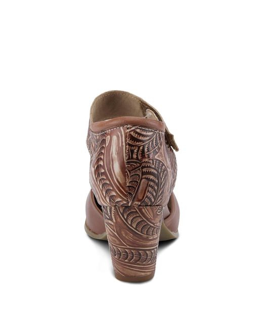L'ARTISTE Toolie Hand-painted Leather D'orsay Mary Jane Heels in Brown ...