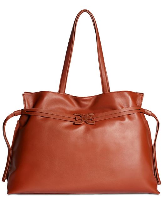 Sam Edelman Poppy Extra Large Leather Drawstring Tote in Brown | Lyst