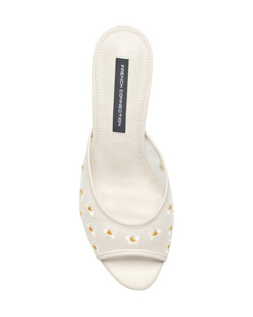 French Connection Nancy Mesh Embroidered Kitten Heel in White | Lyst