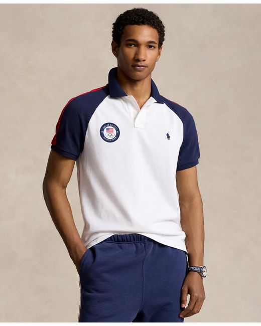 Polo Ralph Lauren Team Usa Custom Slim-fit Mesh Polo Shirt in Blue for Men | Lyst