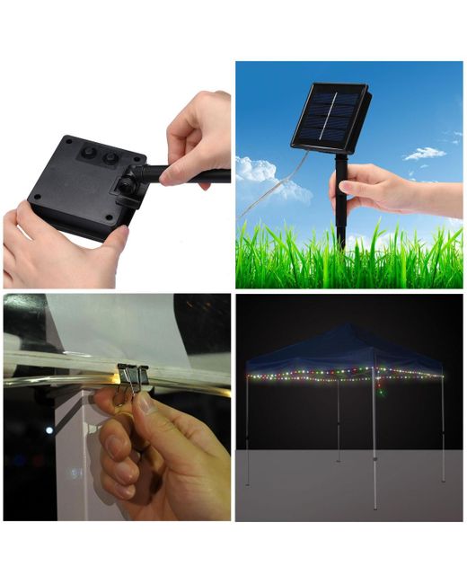 Womens Blue 40ft Solar 120led Canopy String Light 8 Mode Rgb Party ...