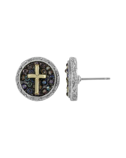 Symbols of Faith Carded Multi Color Beaded Cross Round Stud Earrings | Lyst