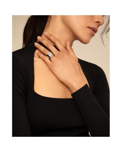Uno De 50 Sterling Metal Crystal Clad Ring in Metallic | Lyst