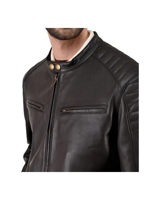 Frye Cafe Racer Nappa Leather Jacket in Black for Men | Lyst