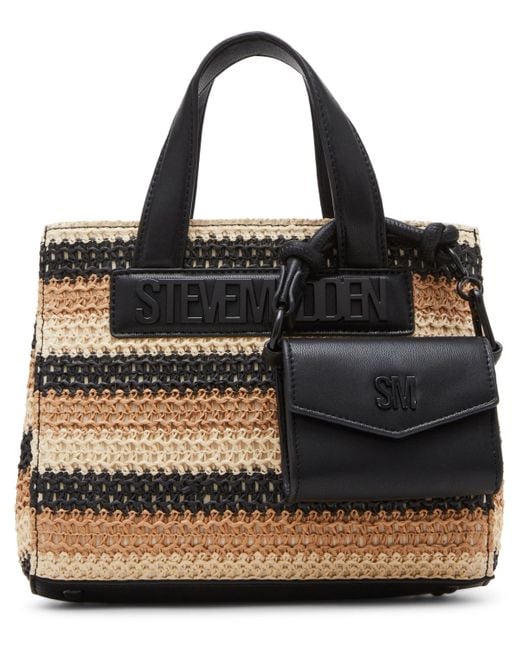 Steve Madden Bflores Raffia Mini Tote in Black | Lyst