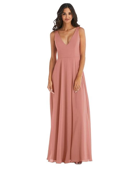 After Six Deep V-neck Chiffon Maxi Dress | Lyst