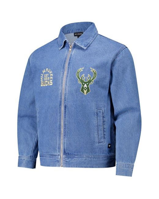The Wild Collective And Milwaukee Bucks Coaches Full-zip Denim Jacket ...
