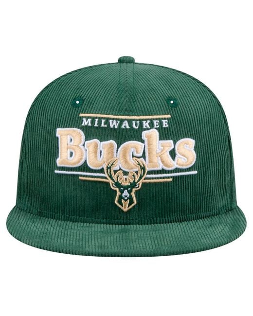 KTZ Milwaukee Bucks Throwback Display Corduroy 9fifty Snapback Hat in ...
