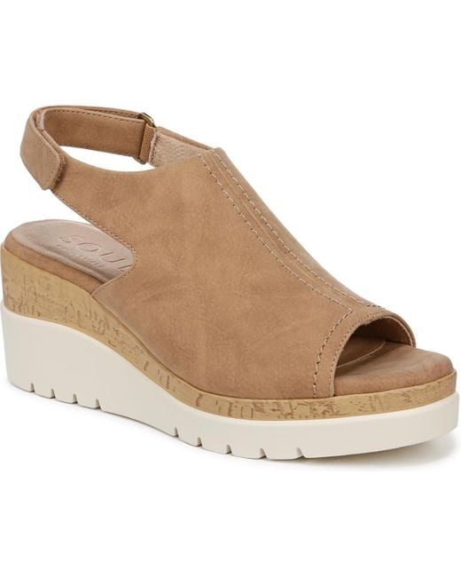 Naturalizer Giselle Peep Toe Slingback Wedge Sandals in Natural | Lyst