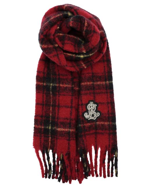 Ralph Lauren Brushed Lofty Crystal Patch Scarf in Red | Lyst