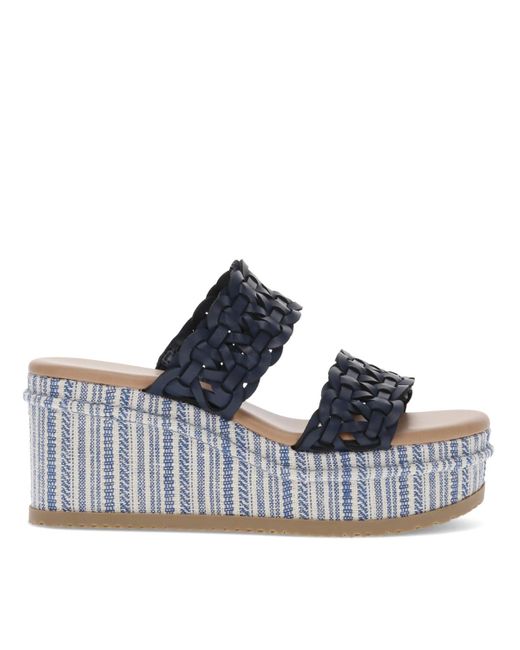 BareTraps Skylar Wedge Sandals in Blue | Lyst