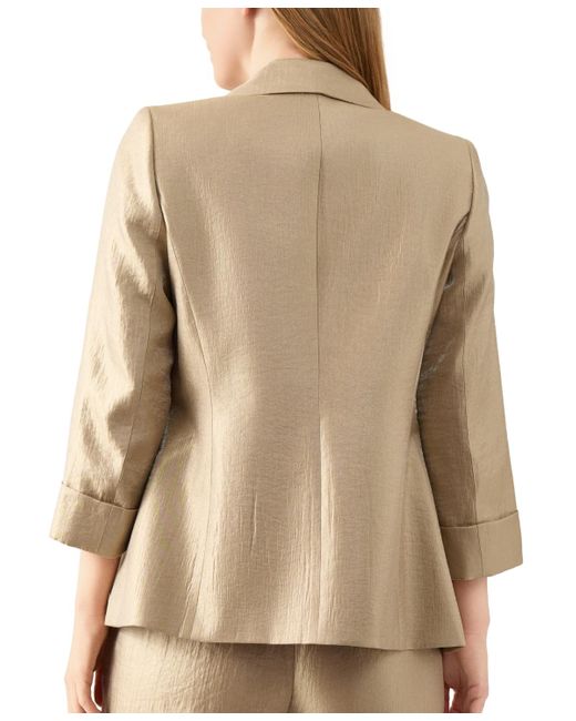 Kasper Shimmer Twill Shawl-collar Open-front Jacket in Natural | Lyst