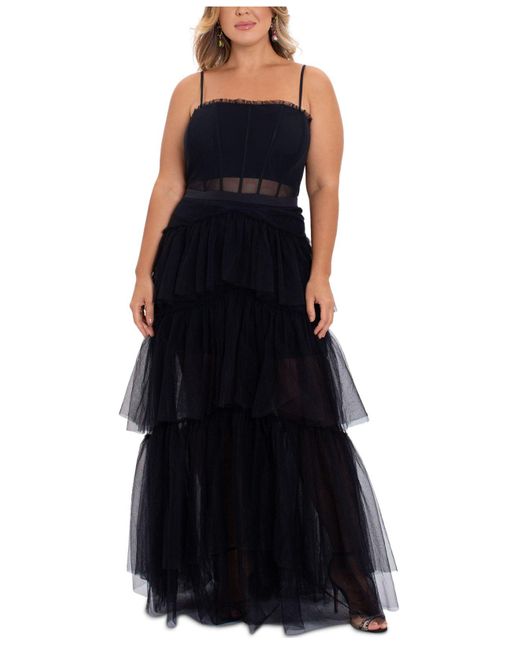 Betsy And Adam Synthetic Plus Size Mesh Corset Dress In Black Lyst