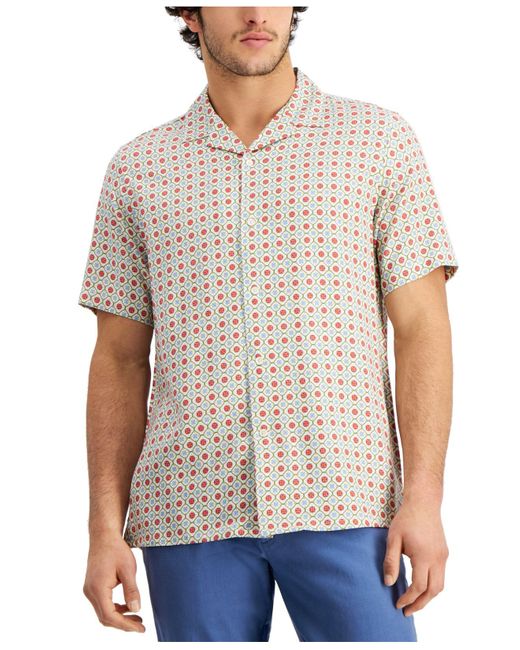 Club Room Silk Regular Fit Medallion Print Camp Shirt Created For Macy