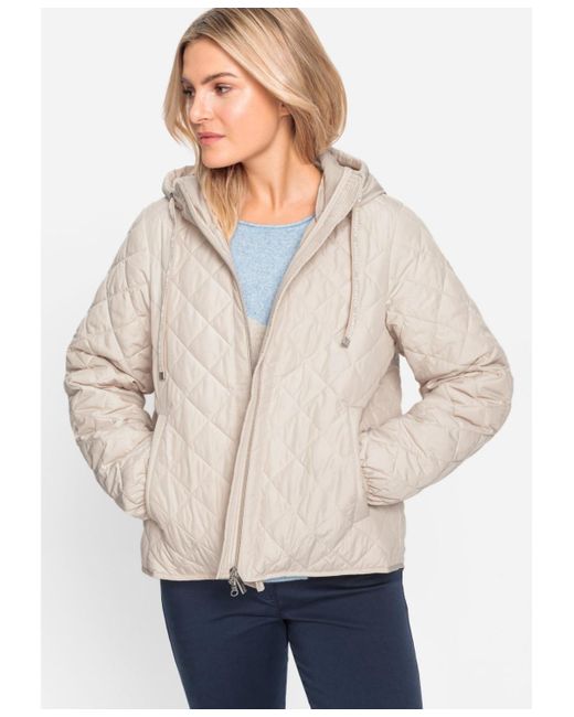 Olsen Diamond Quilted Jacket in Natural | Lyst
