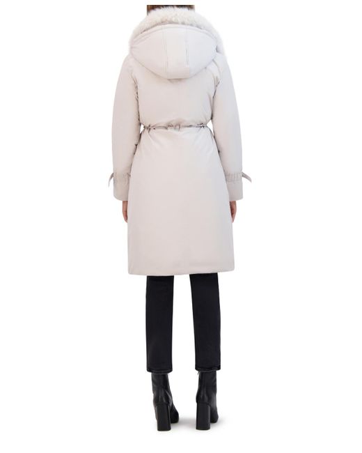 Kenneth Cole Hooded Anorak Puffer Coat in Natural | Lyst