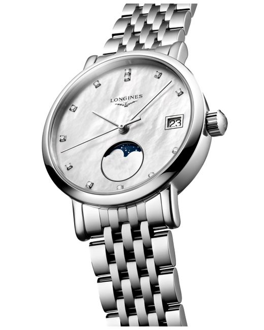 Longines Swiss Elegant Moonphase Diamond (1/20 Ct. T.w. in Gray | Lyst