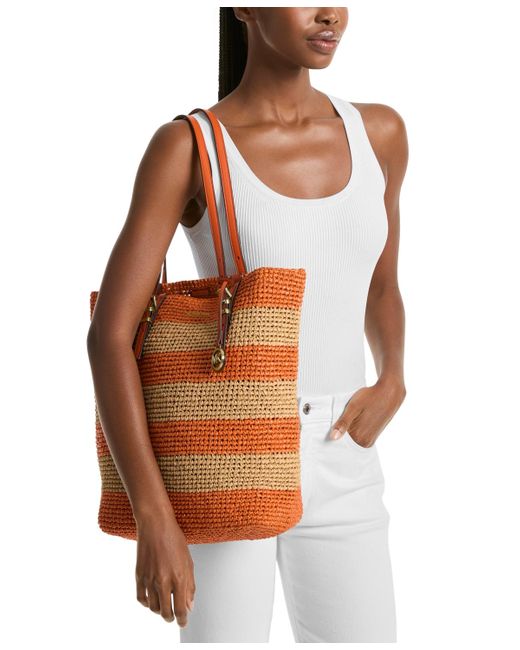 Michael Kors Michael Quinn Large North South Woven Tote in Orange | Lyst