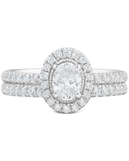 Macy's Diamond Oval Halo Bridal Ring Set (1 Ct. T.w. in White | Lyst