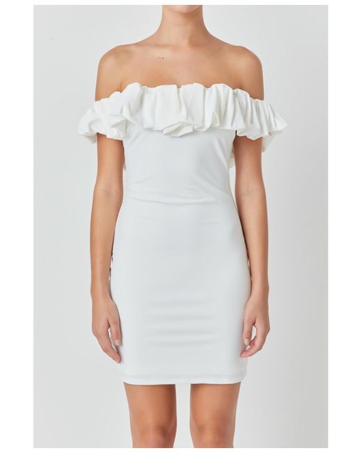 Endless Rose Bubble Off Shoulder Mini Dress in White | Lyst