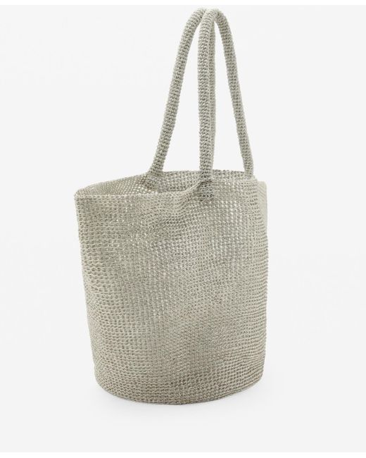 Mango Mesh Shopper Bag in White | Lyst