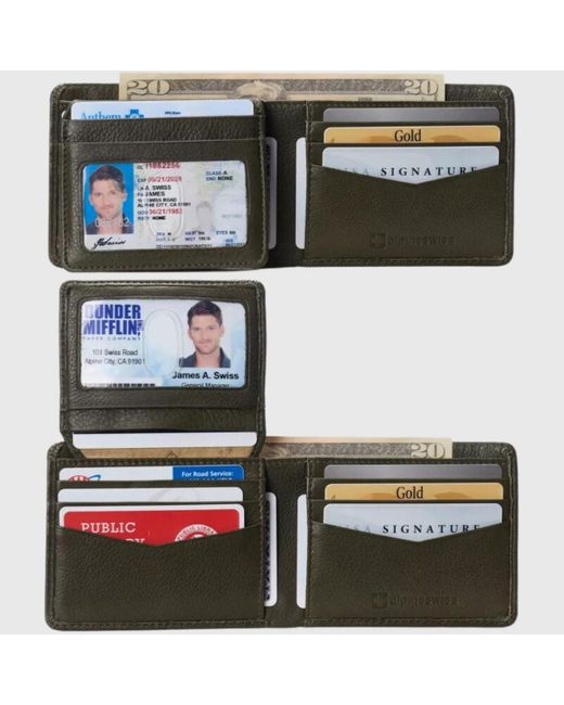 Alpine Swiss Leather Rfid Bifold Wallet 2 Id Windows Divided Bill ...