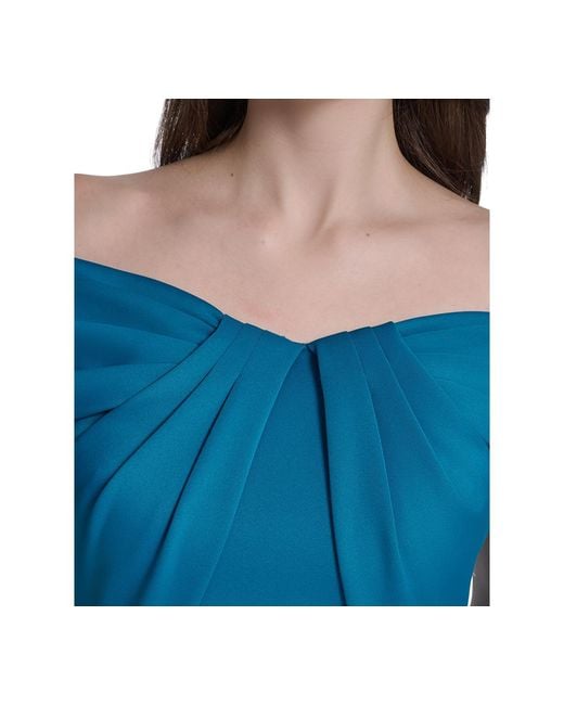 Eliza J Off-the-shoulder Midi Dress in Blue | Lyst