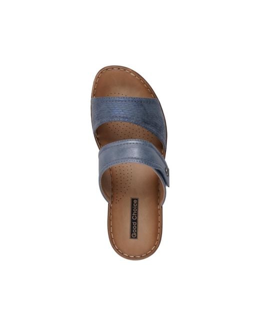 Gc Shoes Meli Slip-on Wedge Sandals in Blue | Lyst