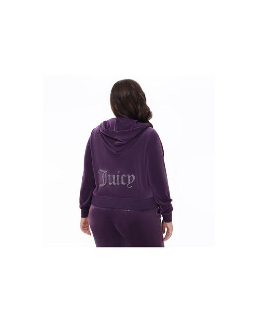 Juicy Couture Plus Size Og Big Bling Velour Hoodie in Purple | Lyst