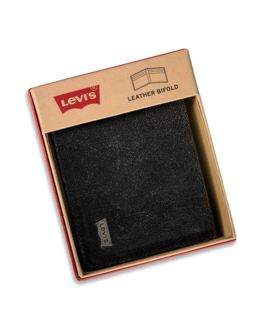 Levi's Rfid rugged Leather Passcase Bifold Wallet in Black for Men | Lyst