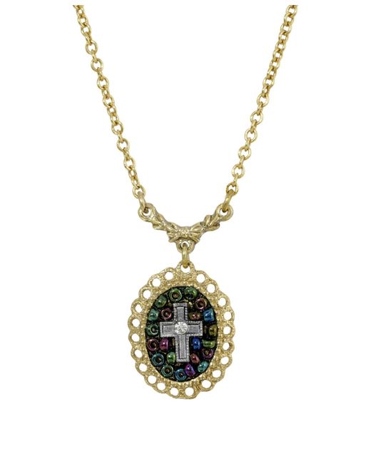Symbols of Faith 14k Gold Dipped Carded Oval Multi Color Beaded Crystal ...