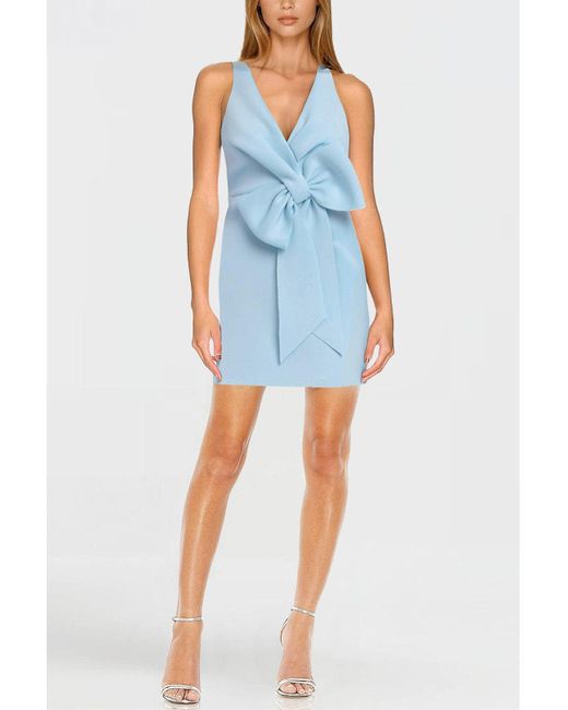 ONE33 SOCIAL The Amelia Light Blue Bow Front Mini Dress | Lyst