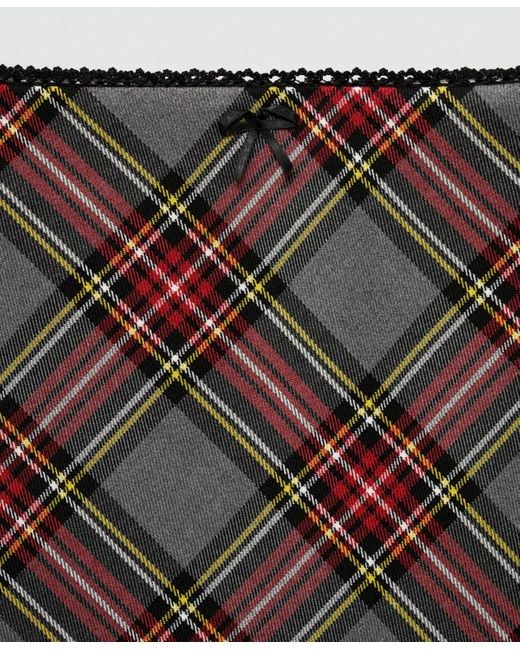 Mango Lace Finish Check Skirt in Black | Lyst